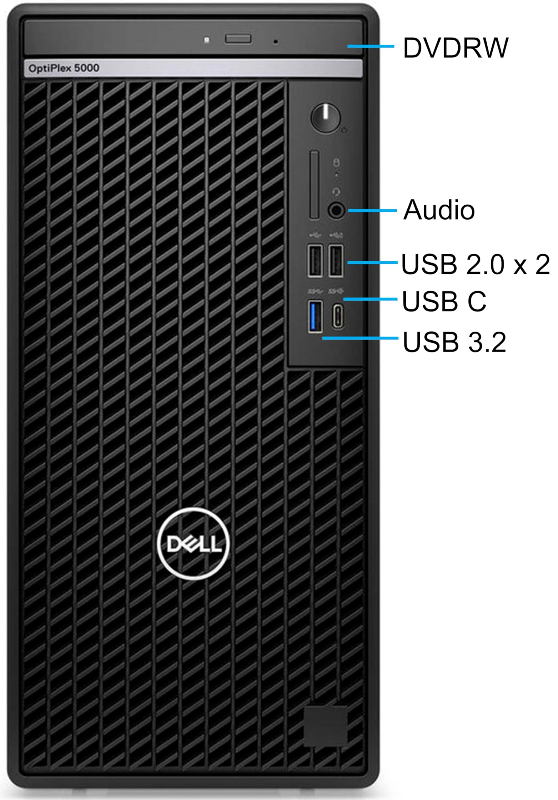 Dell 5000 Optiplex Tower - Intel i7-12700K, 32GB RAM, 1TB NVMe SSD, DisplayPort, HDMI, USB C, DVDRW, Wi-Fi, Bluetooth, Windows 11 Pro