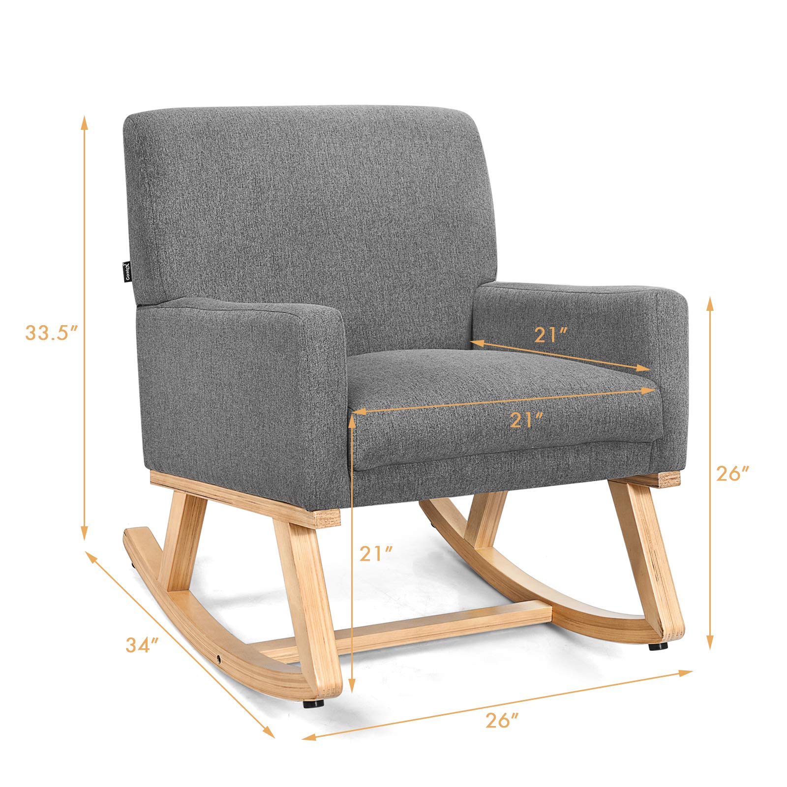 POWERSTONE Upholstered Rocking Glider Nursery Mid Century Accent Lounge Arm Chairs for Small Spaces Bedroom Living Room (Beige)