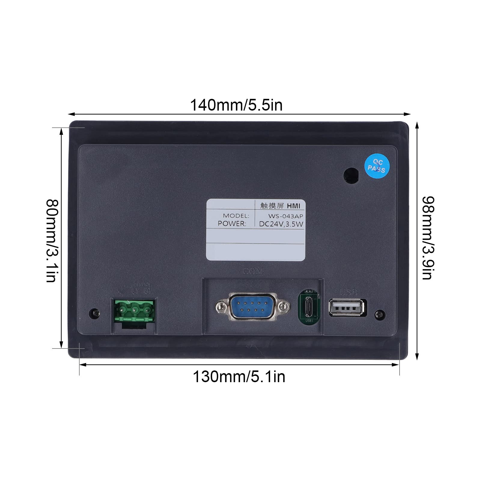 Gaeirt Industrial HMI Touch Screen, Backlit Display 480x272PX 4.3in TFT LCD Industrial Control Touch Screen Fast Running Speed for Intelligent Controller