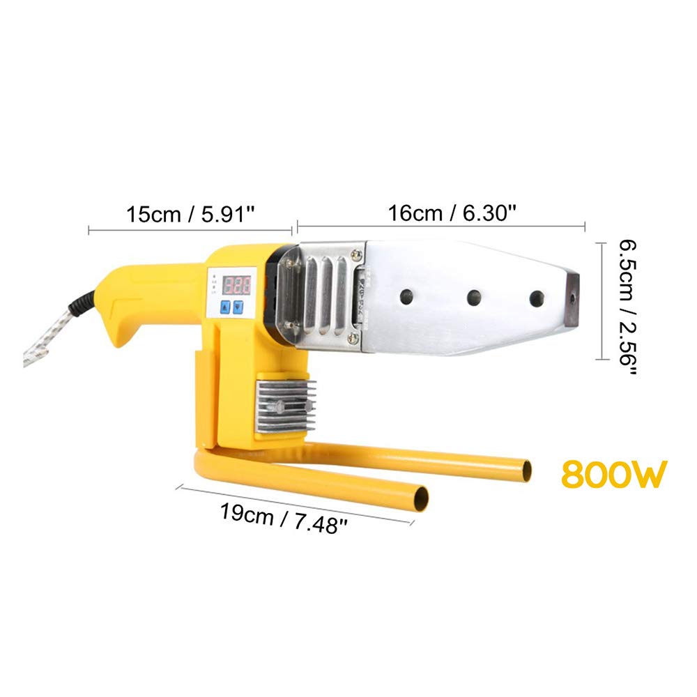 Full Automatic PPR Pipe Welder 220V Digital Temperature Controlled Water Pipe Welding Machine Electric Heating Hot Melt Tools Kit for PP PE PVC Tube,800w