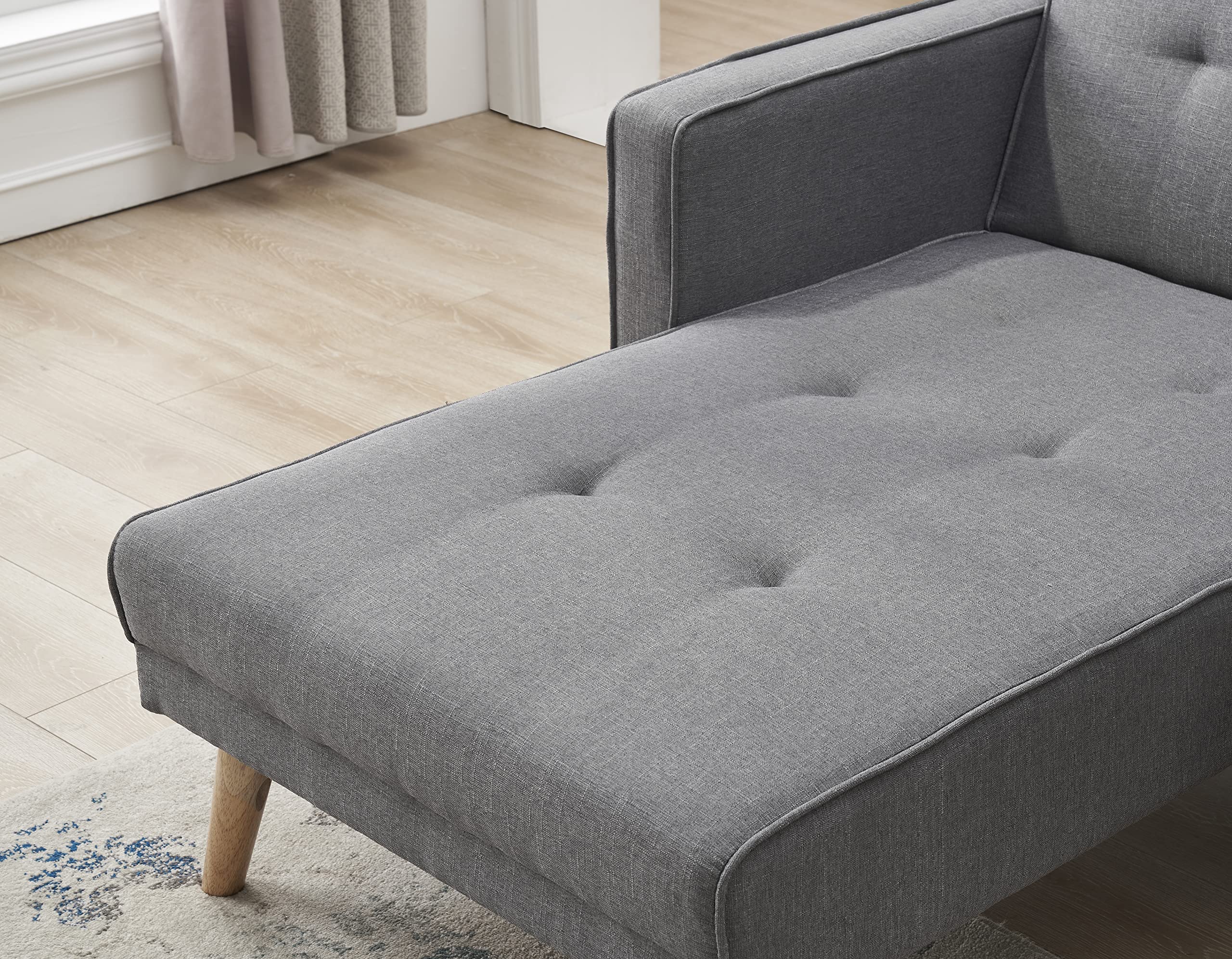Eafurn L-Shaped Sectional Sofa with Adjustable Backrest and Chaise Lounge,3 Seat Upholstered Sleeper Futon Couch with Solid Wood Legs, Left Hand Facing Tufted Seater Sofa & Couch with 5 Pillows