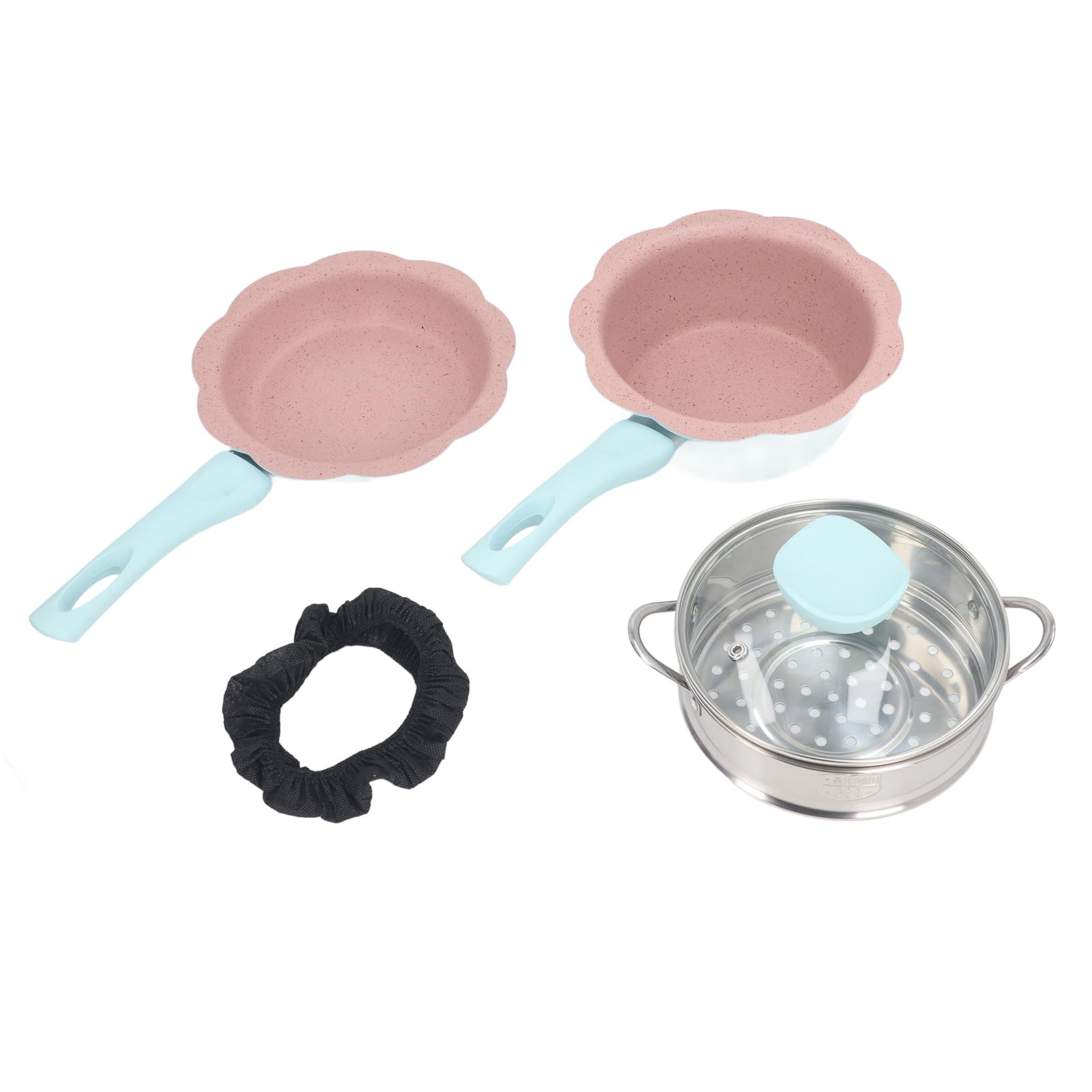 Nonstick Aluminum Alloy Sauce Pan Infant Baby Food Cooking Pot, Steaming Basket Visible Lid (Type 2)