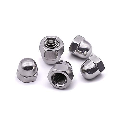 M6-1.0 Acorn Cap Hex Locknuts 30 PCS 304 Stainless Steel 18-8, Bright Finish