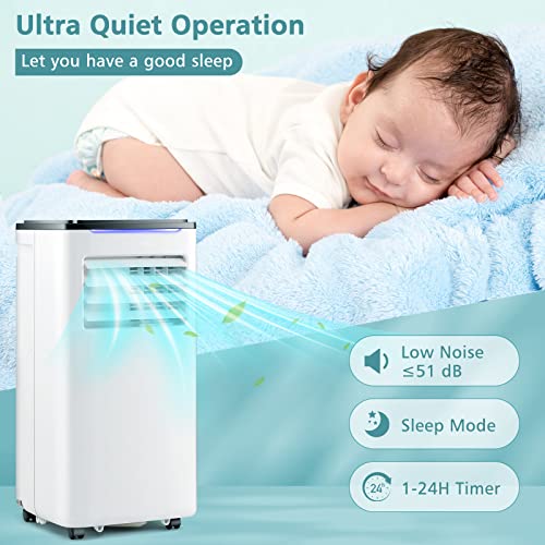 PETSITE 10000 BTU Portable Air Conditioner, 3 in 1 AC Cooling Unit with Remote Control, Dehumidifier, Window Kit Included, Stand up AC for Home, Apartment, Cools Rooms up to 350 Sq.Ft