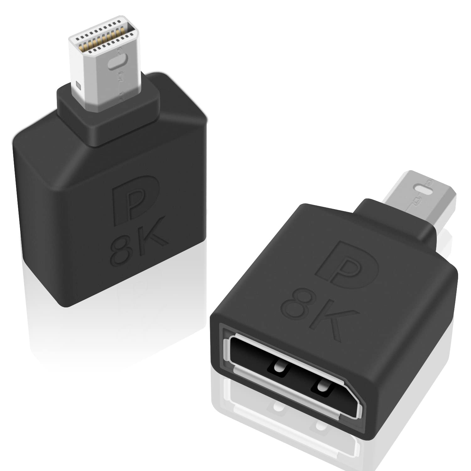 Poyiccot Mini Displayport to Displayport Adapter, 8k Mini DP to DP Adapter Bi-Directional Mini Displayport Male to Displayport Female Extention Adapter for Laptop PC TV Gaming Monitor, 2pack
