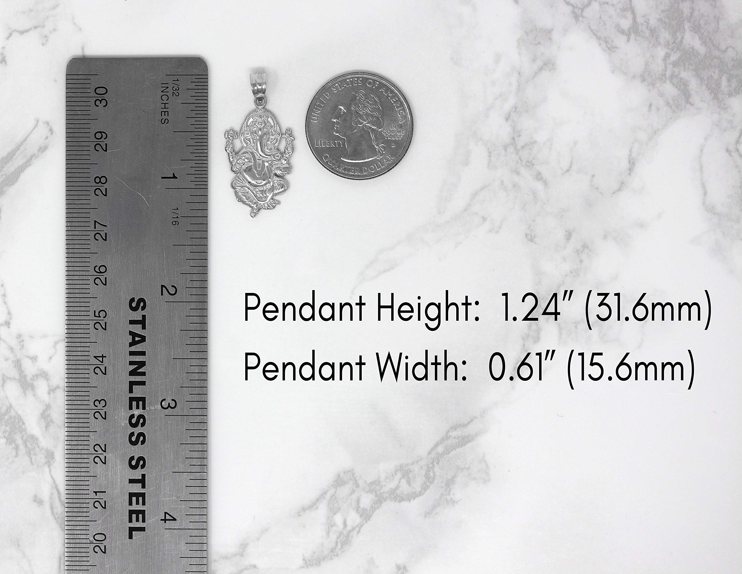 CaliRoseJewelry Sterling Silver Hindu Lord Ganesh Ganesha Elephant Hindu God of Fortune Charm Pendant