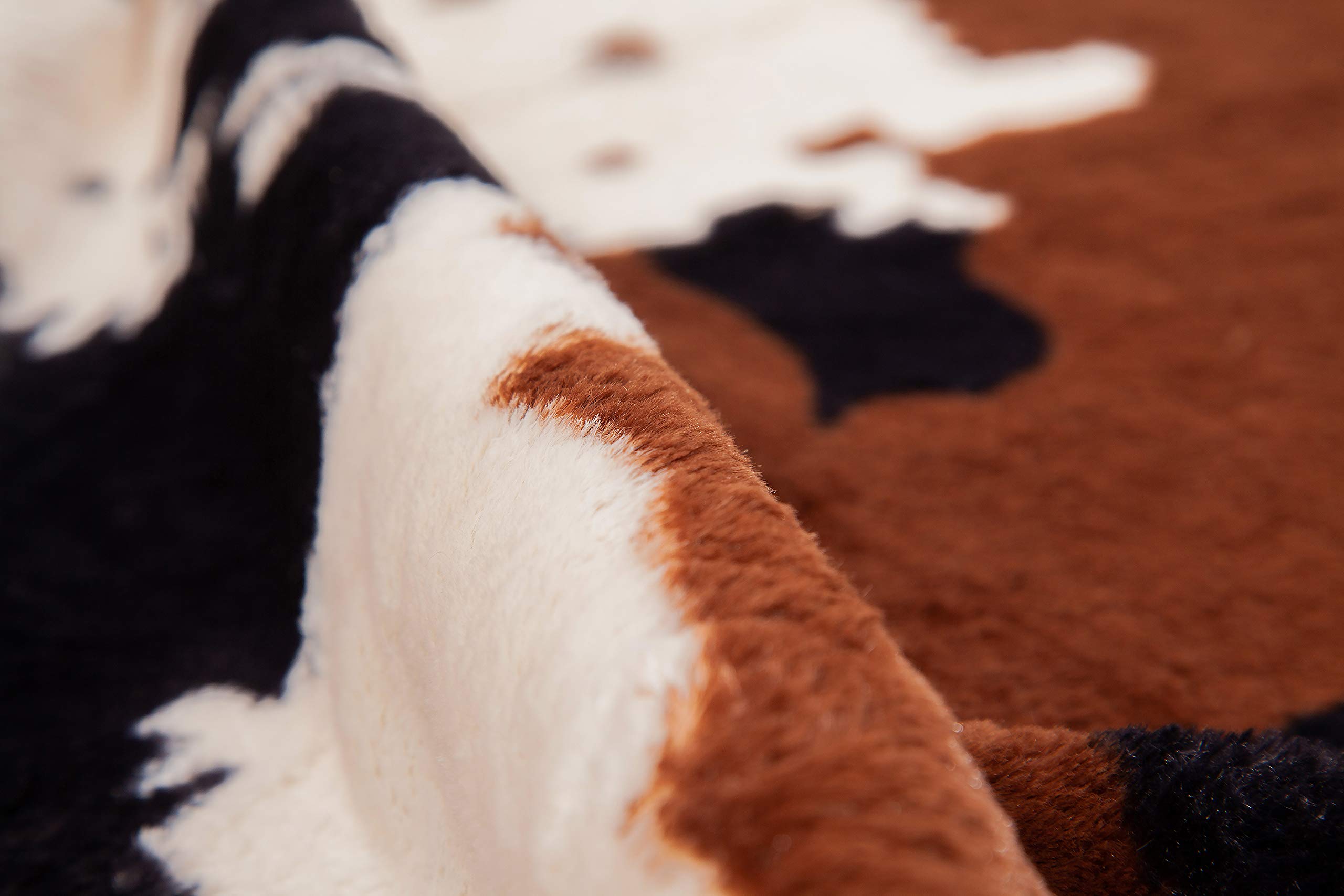 NativeSkins Faux Cowhide Rug (4.6ft x 5.2ft) - Cow Print Area Rug for a Western Boho Decor - Synthetic, Cruelty-Free Animal Hide Carpet with No-Slip Backing, Cow Print Rug