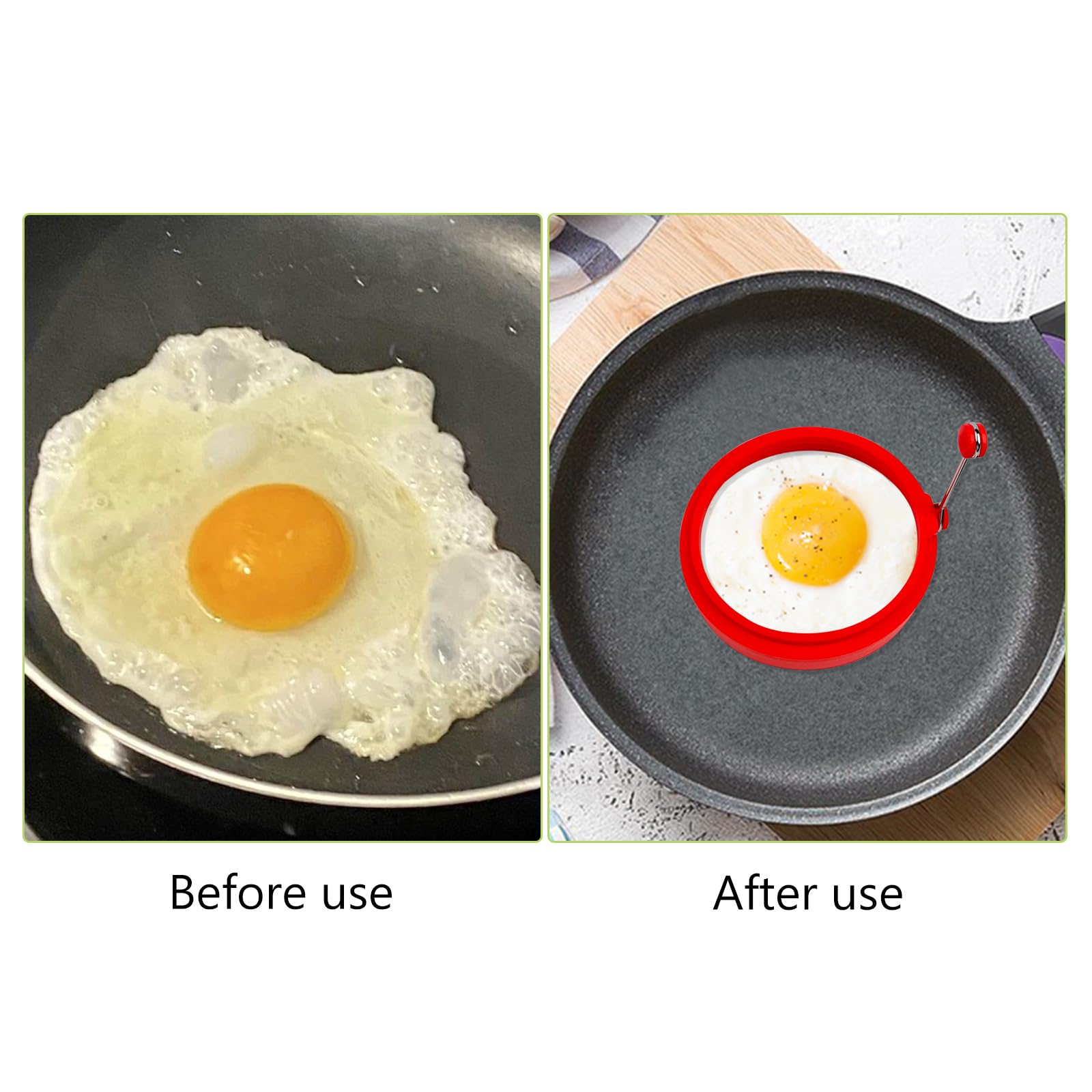 YOLCAR Egg Ring Set, Silicone Egg Ring Molds, Fried Egg Rings and Non-stick Egg Cooker Ring, Multicolor, 4Pack