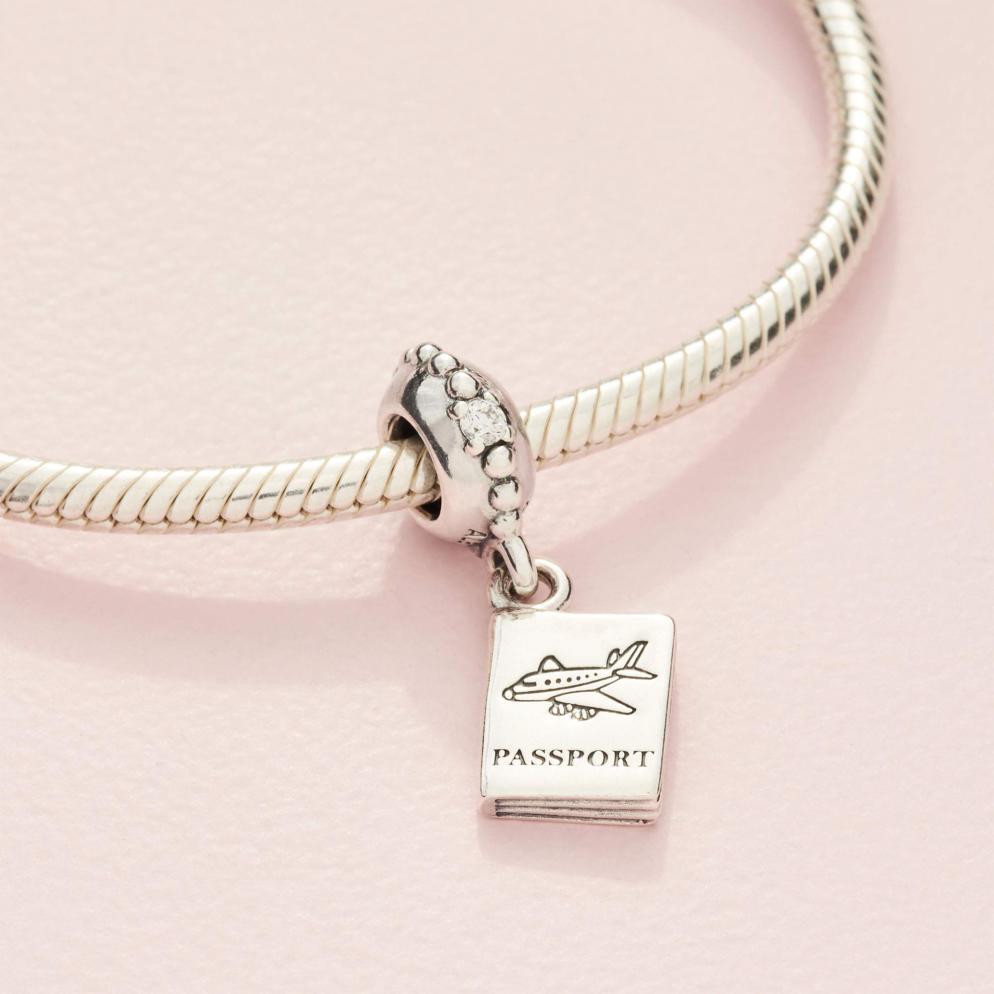 PANDORA Jewelry Passport Travel Dangle Cubic Zirconia Charm in Sterling Silver