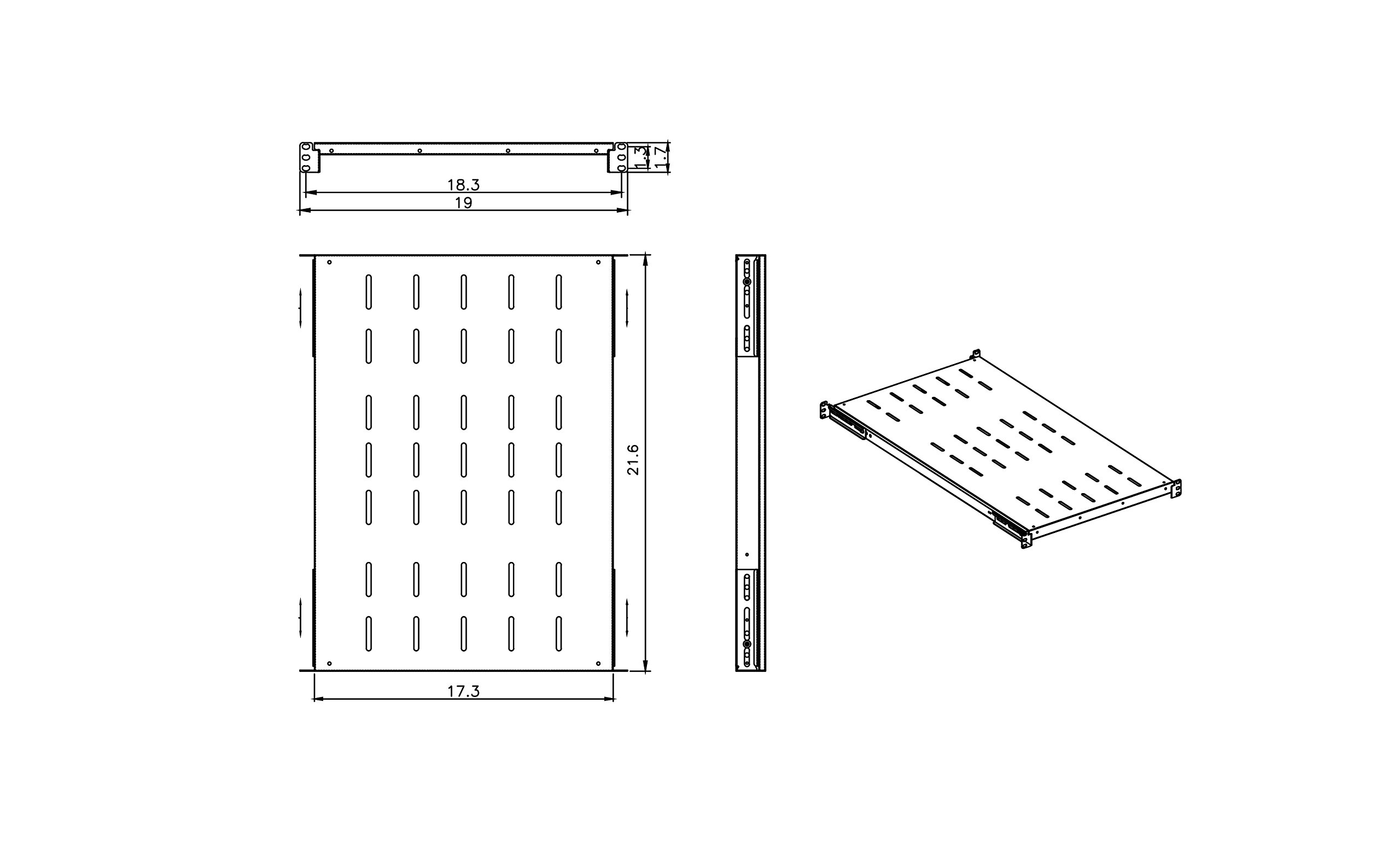 Raising Electronics Fixed Rack Server Shelf 1U 19 Inch Shelves 4 Post Rack Mount Adjustable Deep for Server Network Rack (21.5-28Inch Depth)