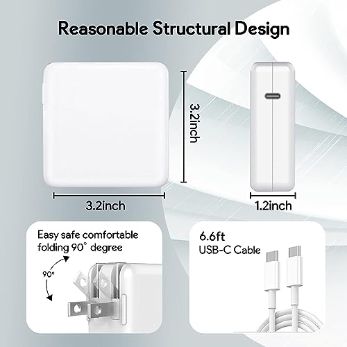 Mac Book Pro Charger - 96W USB C Charger Fast Charger for USB C Port MacBook pro & MacBook Air, ipad Pro, M1 M2 Laptop Power Adapter, 6.6ft USB C to USB C Charge Cable