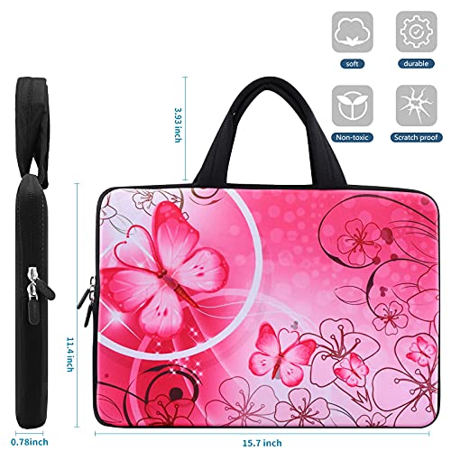 iColor 14 15 15.4 15.6 inch Laptop Handle Bag Computer Protect Case Pouch Holder Notebook Sleeve Neoprene Cover Soft Carring Travel Case for Dell Lenovo Toshiba HP Chromebook ASUS Acer Pink ICB-10