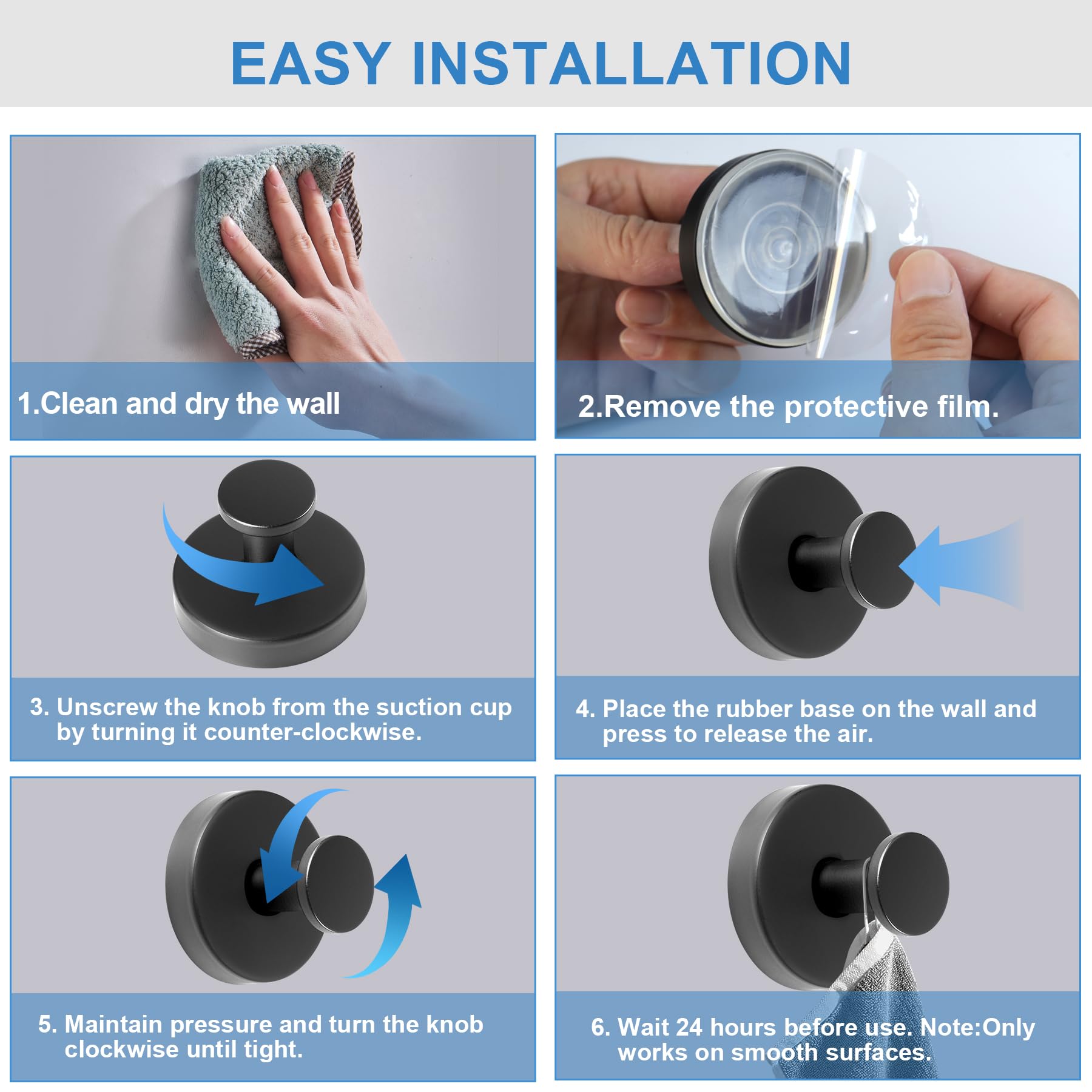 KaloTidy Suction Cup Hooks for Shower, Bathroom, Glass Window, Hanging Loofah, Towels, Coats, Robes, Kitchen and Door Hanger, Heavy-Duty Metal Hooks, Waterproof and Removable,2 Pack (Chrome)