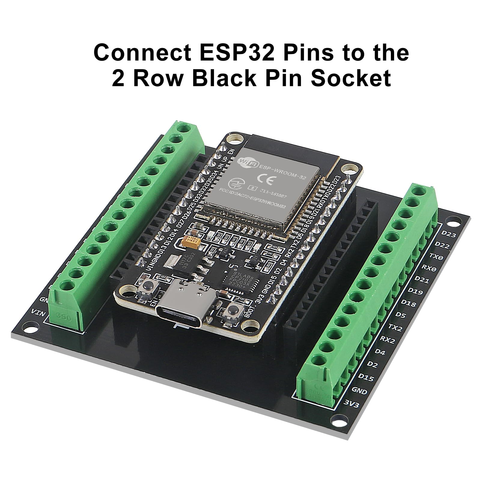 DORHEA 5Pcs ESP32 Breakout Board GPIO 1 into 2 for ESP-32S 38PIN Terminal Screw Board Compatible with ESP32 ESP-WROOM-32 Microcontroller Development Board