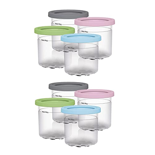 GUANGLU 8 Pack Ice Cream Pints Cup, Leak Proof Ice Cream Containers with Lids for Ninja Creami Pints NC299AM and C300 Series Ice Cream Maker