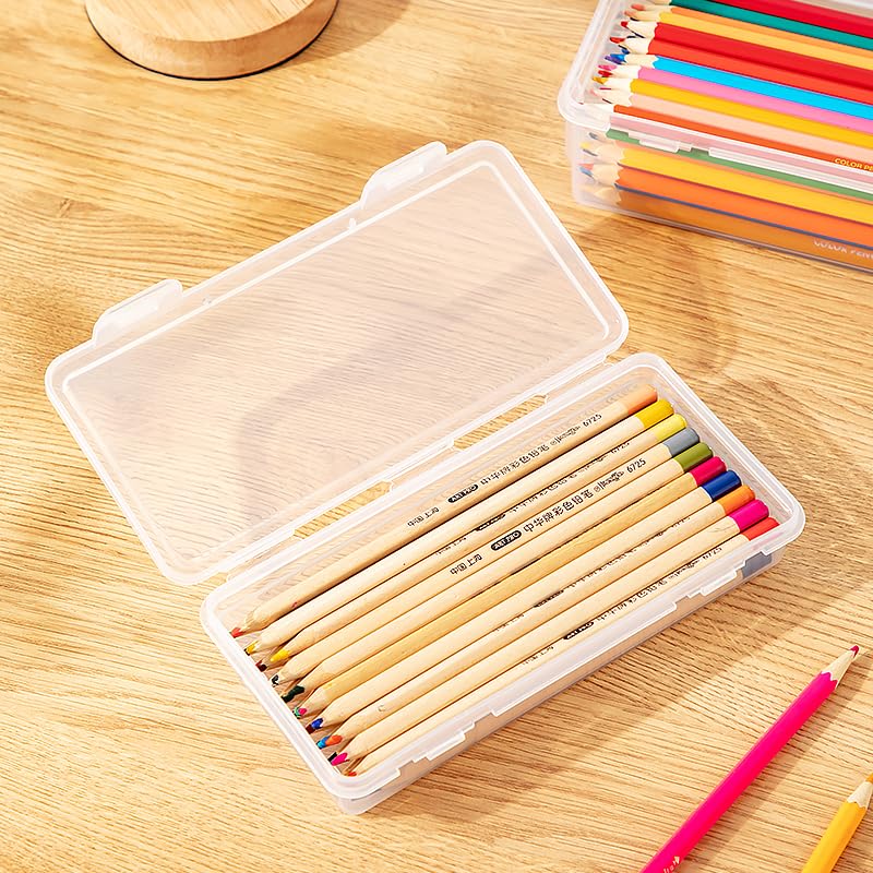 Vidifor Plastic Storage Containers with Latching Lid for Office Supplies, Pencil Box, Art Supplies, Crayon, Crafts (6, XS)