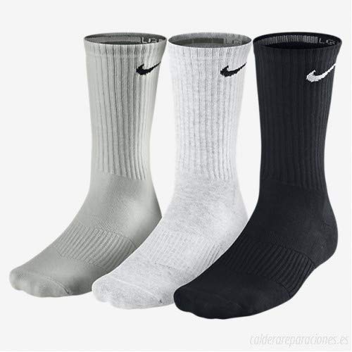 Nike Cotton Cushion Crew Socks - X-Large (Men's Size 12-15) - Grey/Black/White (Pack of 3)