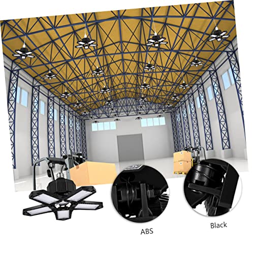 IWOWHERO Five Leaves Garage Light Deformable LED Garage Overhead LED Shop Ceiling Light Flush Mount Ceiling Light LED Flood Light Motion Light Bulbs Plastic Black