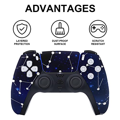 Galaxy Constellation Full Protective Skin Cover Design Wrap Decal Sticker Compatible with PS5 Digital Edition Console and Controller