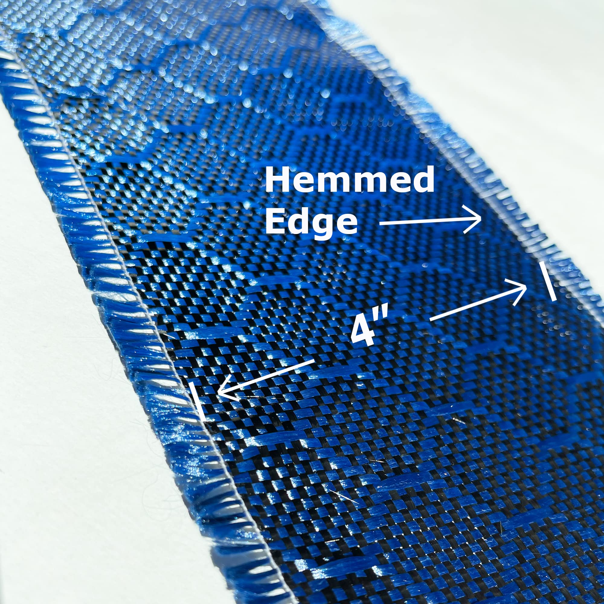 KARBXON - 4 in x 5 ft β Beehive Weave - Carbon Fiber Aramid Fabric - Blue - 3K - 240g/meter - Beehive Weave 4β Wide Hemmed Fabric for Repair, DIY Projects (5, Ft)