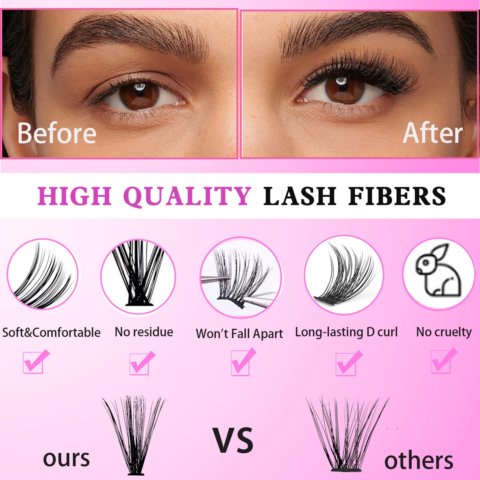 DIY Lash Extension Individual Full Volume Lashes 300Pcs Wispy Curly Clusters Lashes 40D 9mm-16mm D Curl Natural False Lashes Extensions DIY at Home ,by Zovimi (40D Lash Clusters)