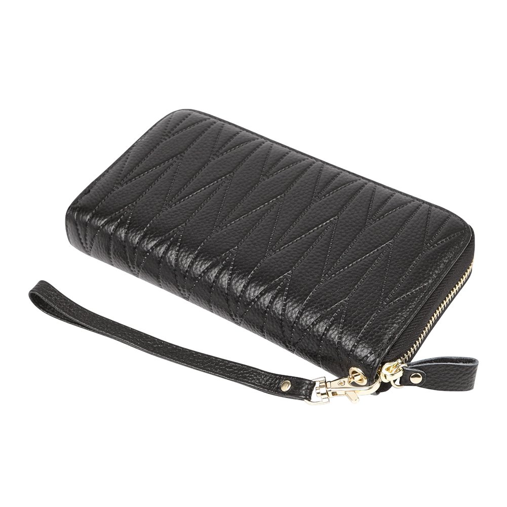 Women's RFID Blocking 36 Slots Card Holder Long Big Leather Zipper Wristlet Clutch Wallet, Black