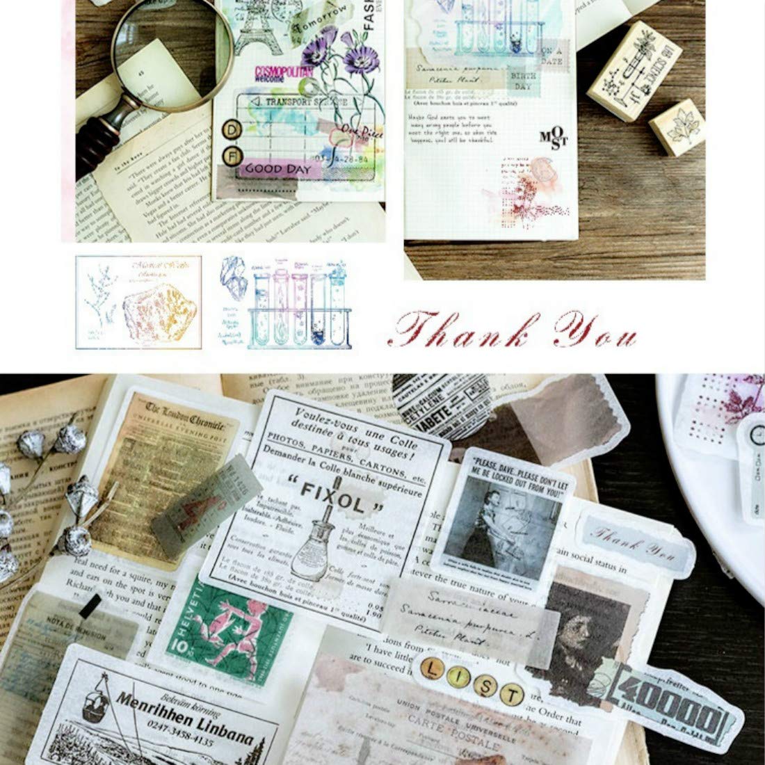 DIY Notebook Laptop Stickers Pack, Vsco Girl Kids Washi Sticker for Diary Album Notebook Scrapbook Cell phone notebook suitcase Cute Stationery Sticker, Pack of 60pc