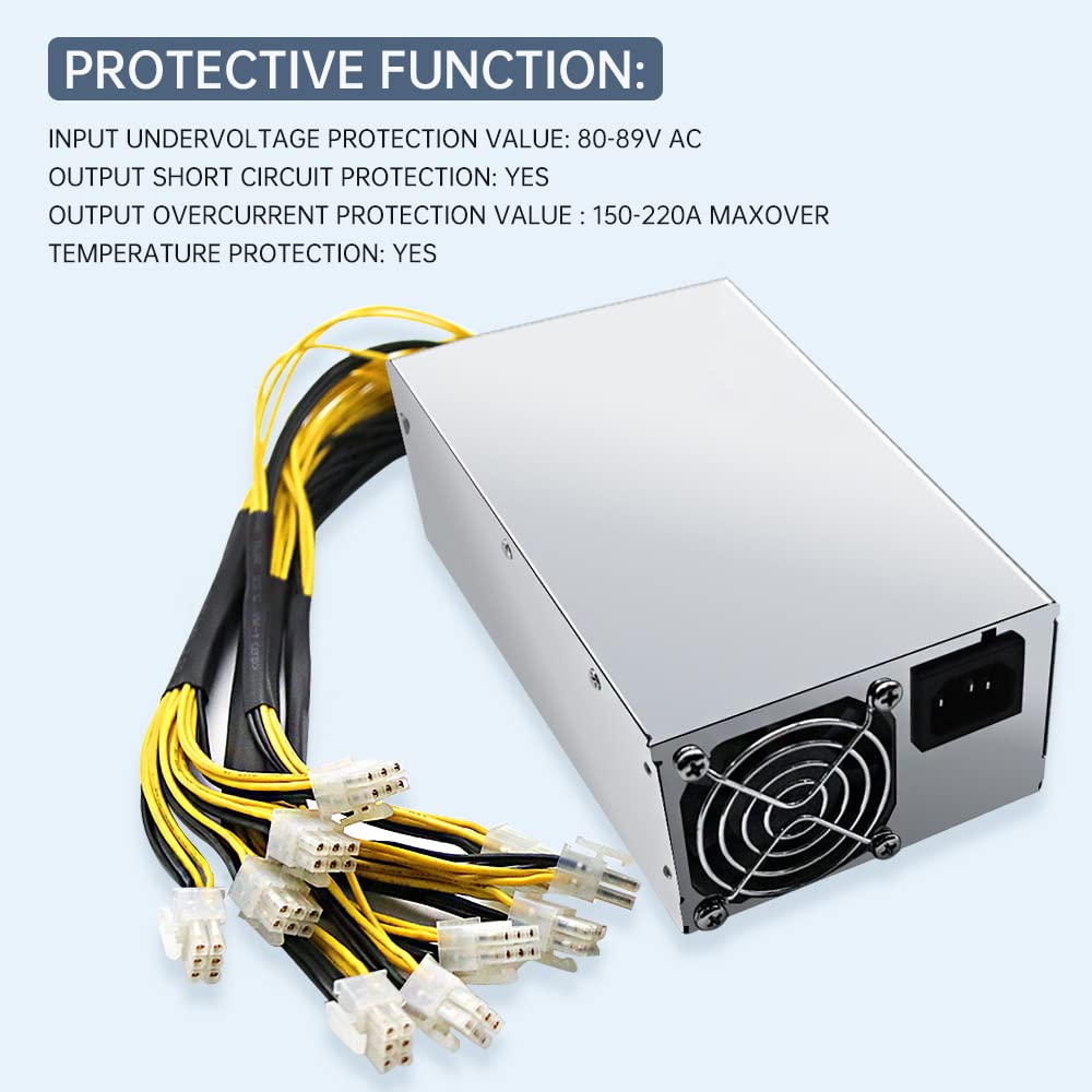Power Supply Apw7 Equivalent 110V-230V - 1800W 6-Pin Connect Miner Mining sha-256 Algorithm, Mining Hardware, Asic Miner, Crypto Miner Rig for Mining Crypto Coins