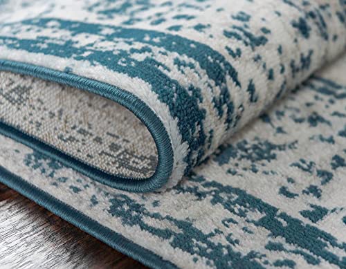 Rugs.com Monte Carlo Collection Rug – 5' x 8' Blue Medium Rug Perfect for Living Rooms, Large Dining Rooms, Open Floorplans