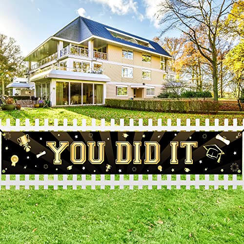 KatchOn, You Did It Banner - XtraLarge, 120x20 Inch | Graduation Yard Sign, Black and Gold 2023 Graduation Decorations | Graduation Banner | Graduation Backdrop, Graduation Decorations Class of 2023