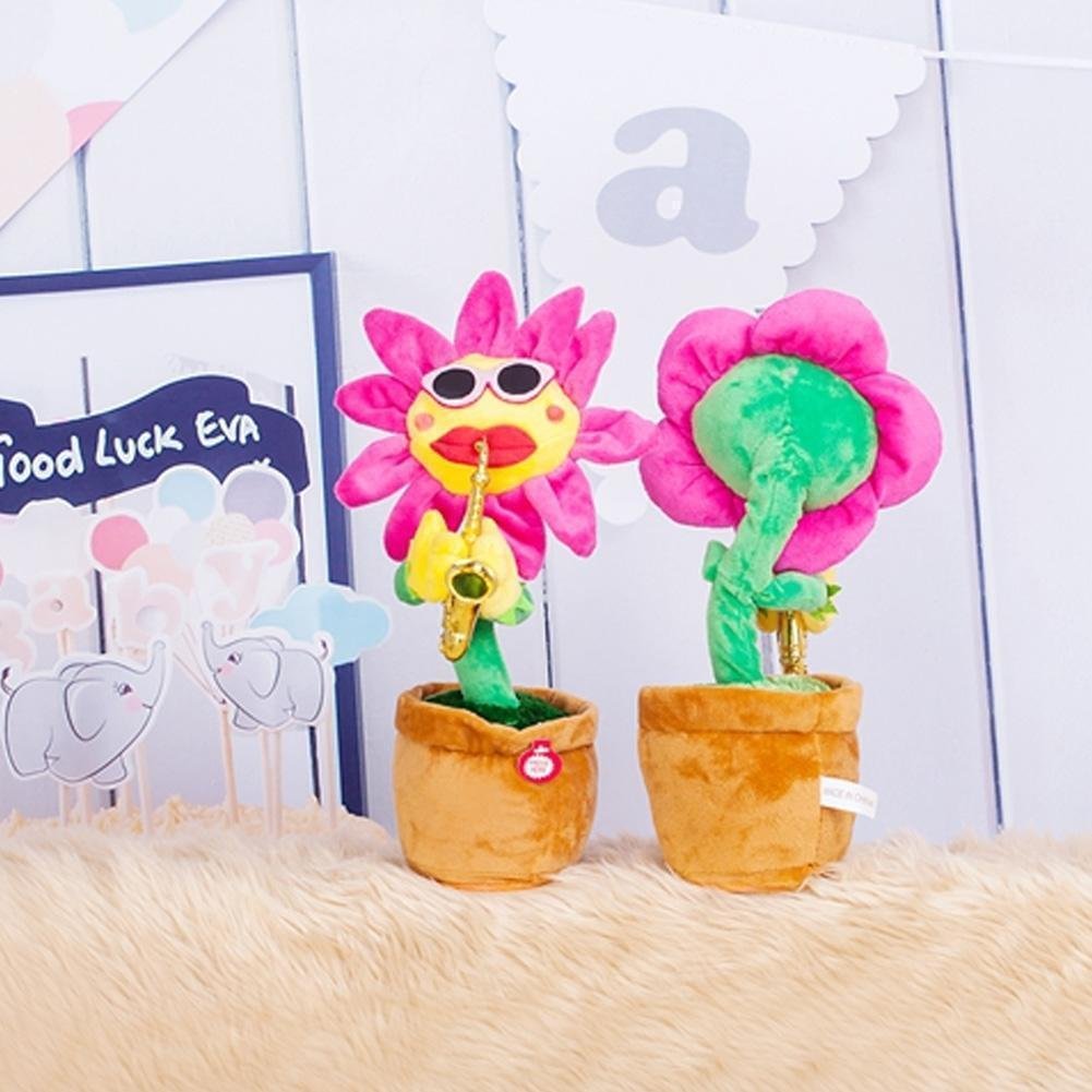 SKSTECH Musical Sing and Dancing Sunflower Soft Plush Funny Creative Saxophone Singing Toy (Pink)(Check Seller Name)