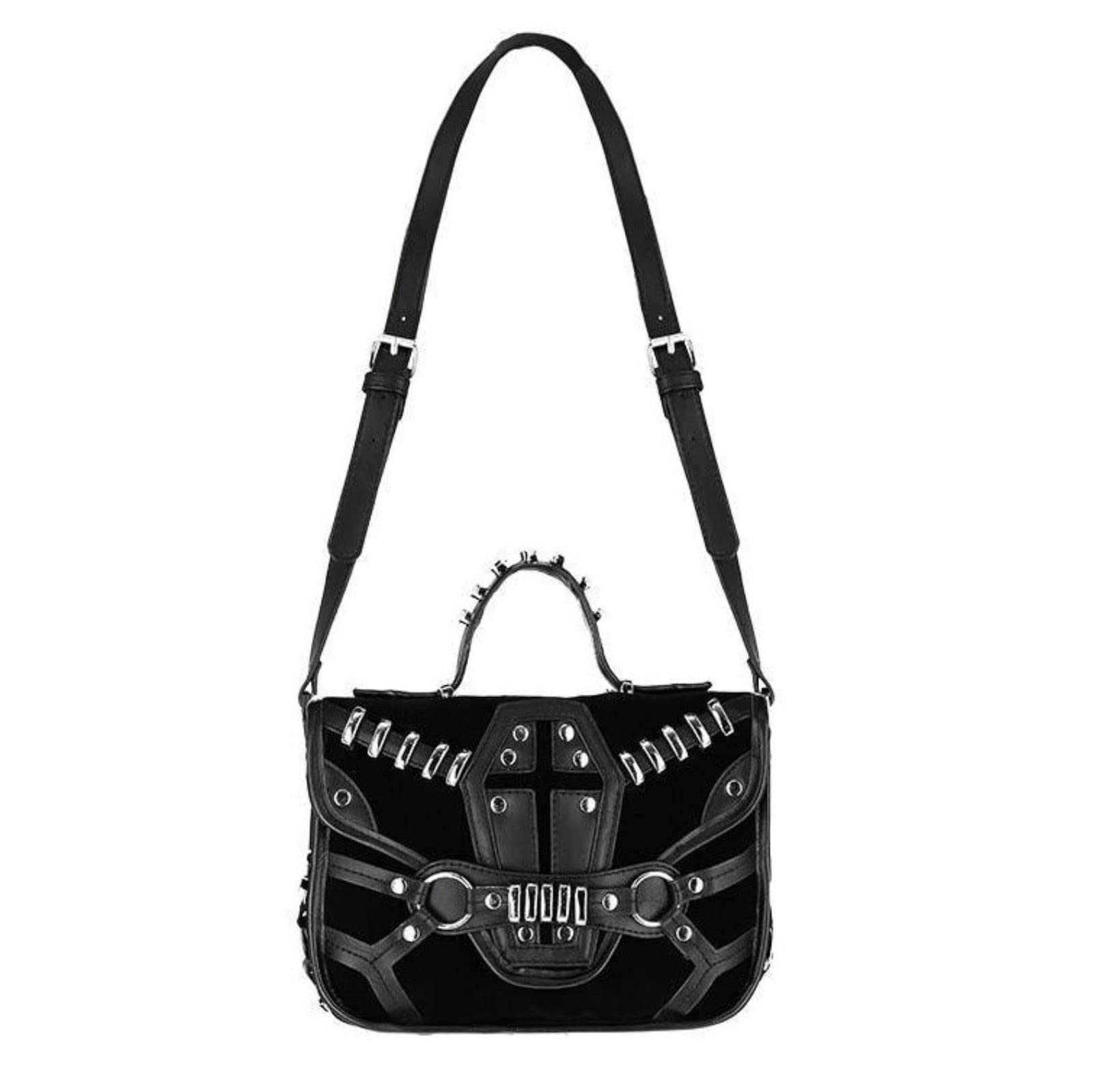 Restyle Coffin Cross Straps Gothic Punk Witch Alternative Crossbody Purse Bag