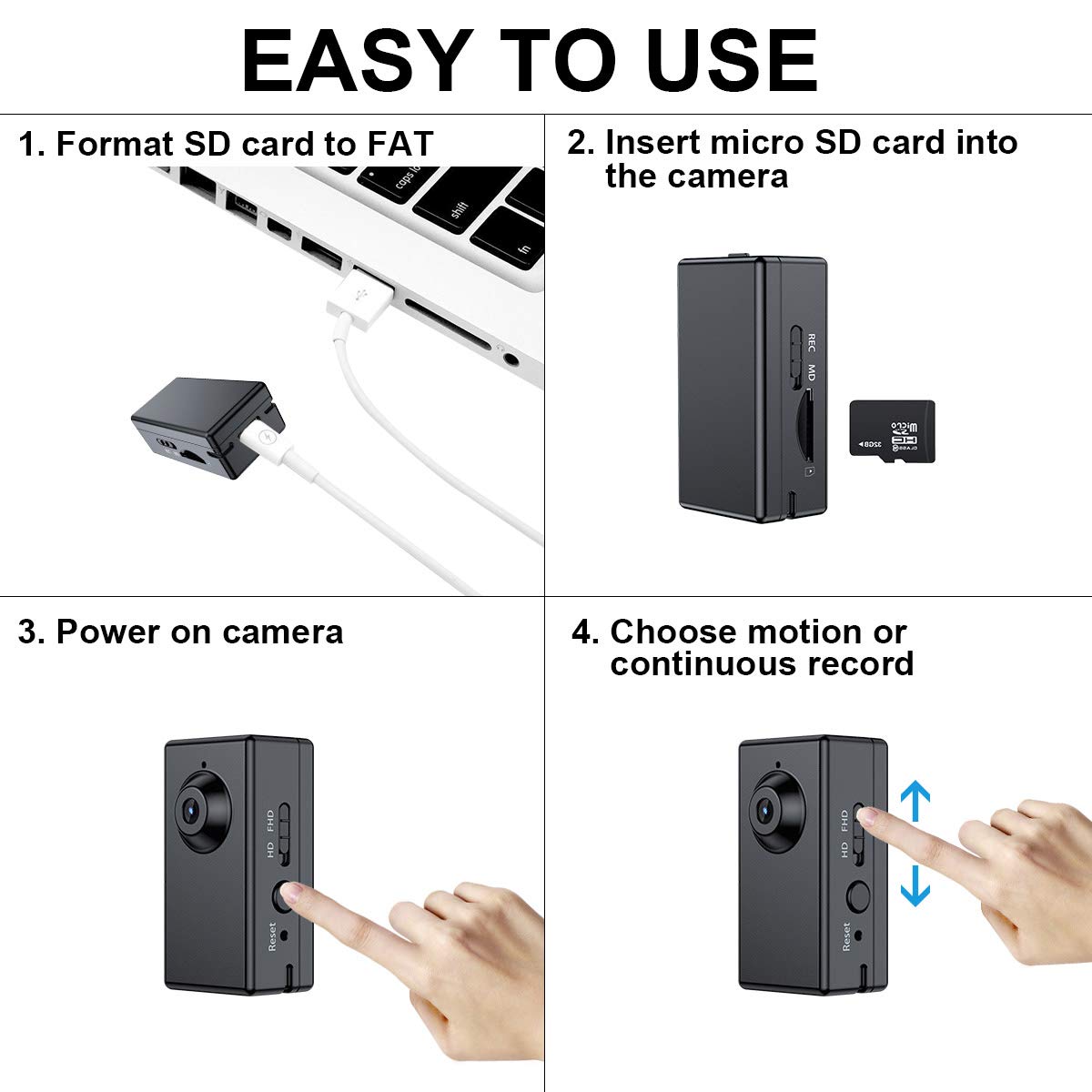 FUVISION Mini Spy Camera, Micro Camera with Motion Detect,1080P Full HD Hidden Camera with 1.5 Hours Battery Life, Hidden Security Camera Indoor/Outdoor Home and Office, Cameras for Surveillance
