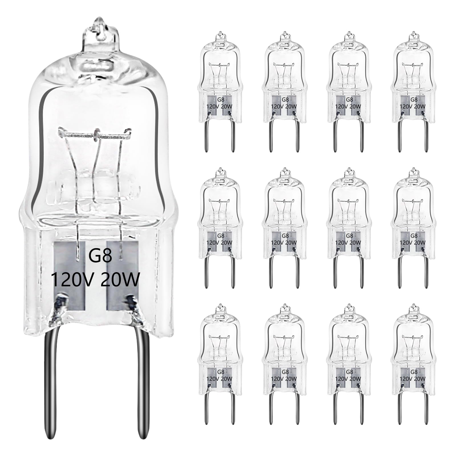 LedWekei G8 Halogen Bulbs,120v 75w Bulb Mini Spotlight Bulbs 2 Pin Clear Capsule Lamp Bulb,Dimmable 2700K Warm White Light Bulbs (12 Pack)