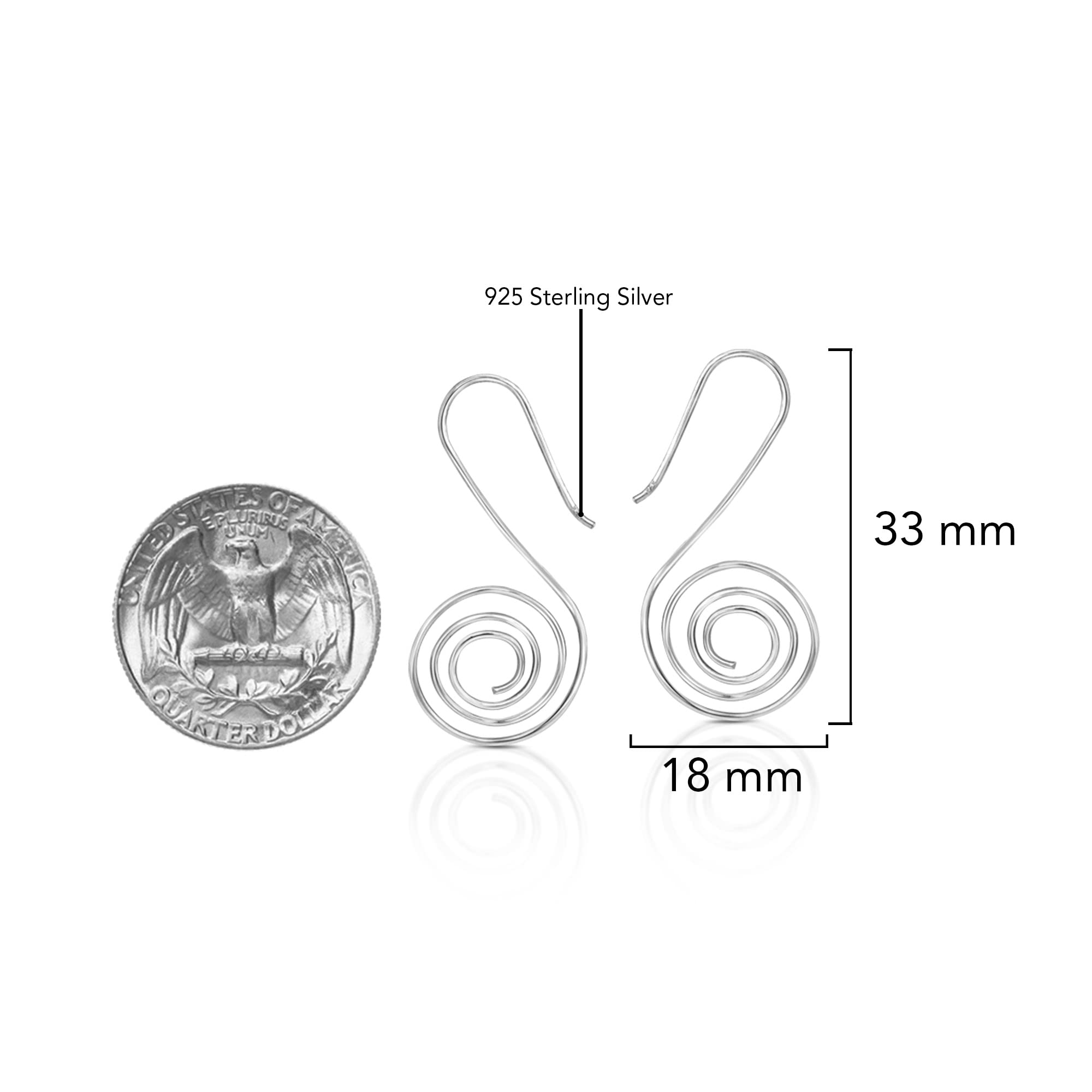 Chic Spiral Swan Maze Hook Curl .925 Sterling Silver Dangle Earrings