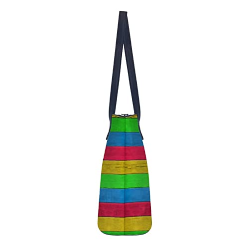 Creative Wood Plank LGBT Women's Tote Bag PU Leather Shoulder Bag Handbags Purse For Work Shopping Travel