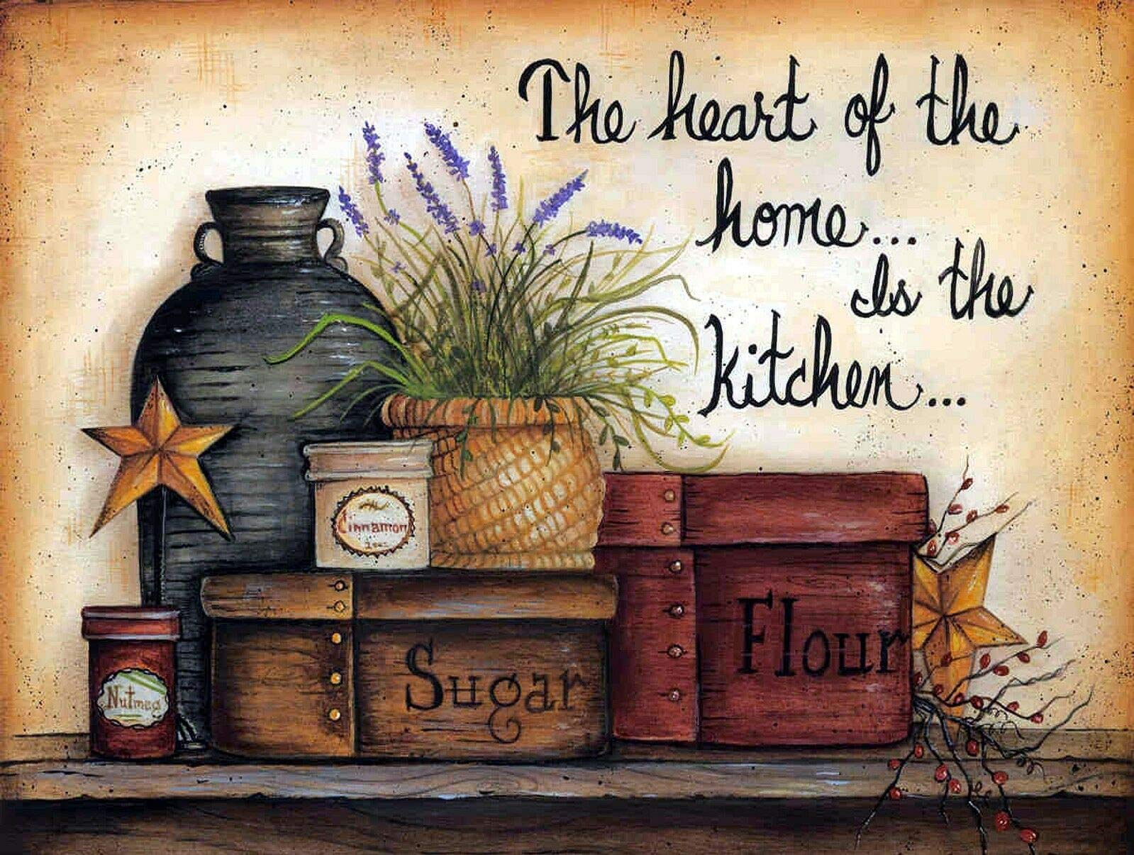 Retro Vintage The Heart of The Home is The Kitchen Metal Tin Sign Home Bar Cafe Retaurant Wall Decor Signs 12x8inch