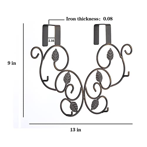 GUSUWOD Over The Door Metal Coat Rack Hook Hanger with 4 Hooks, Bronze, Set of 2
