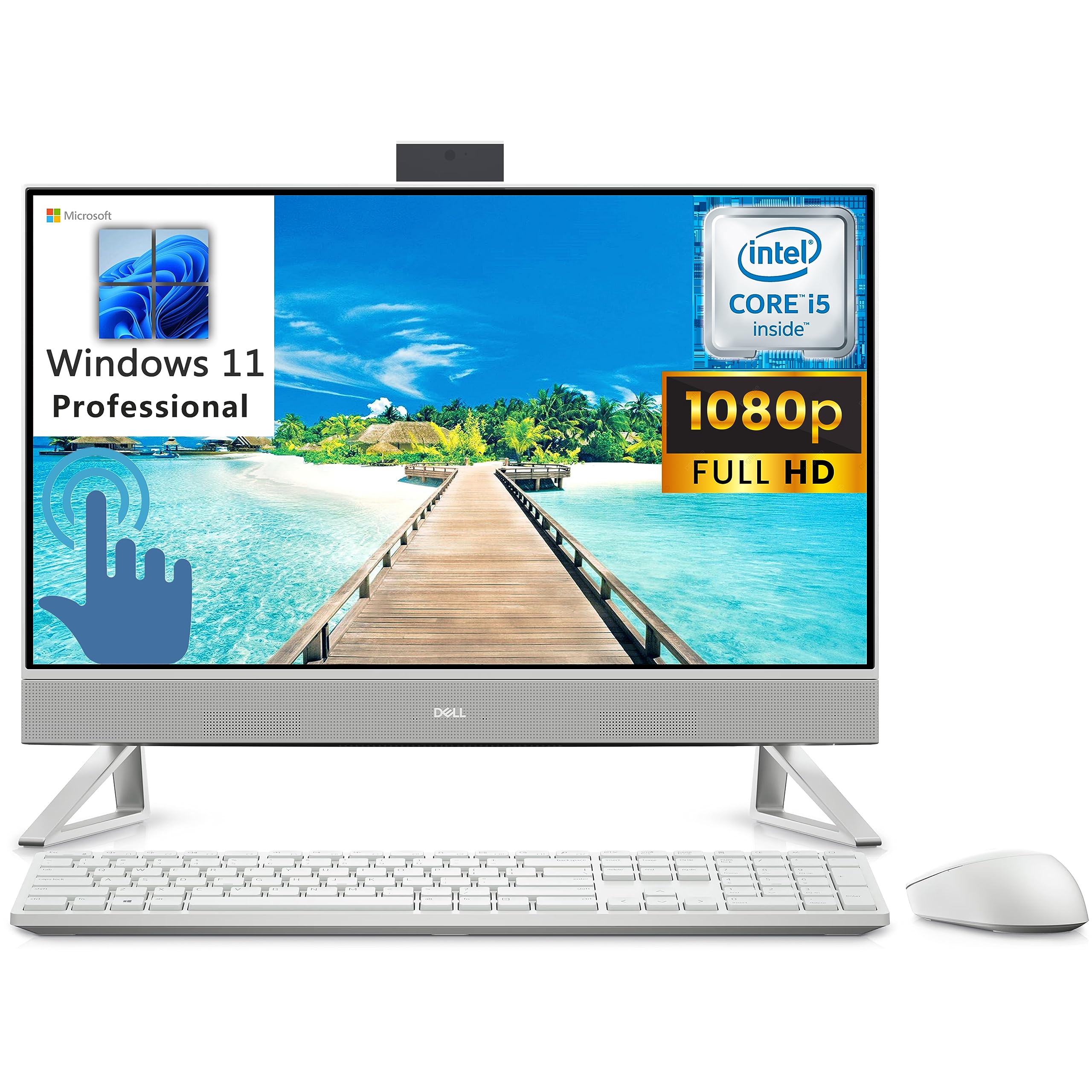 Dell Inspiron 24 5410 23.8" Touchscreen FHD Business All-in-One Desktop Computer, 12th Gen Intel 10-Core i5-1235U, 64GB DDR4 RAM, 2TB PCIe SSD + 2TB SSD, WiFi 6, Bluetooth 5.2, White, Windows 11 Pro