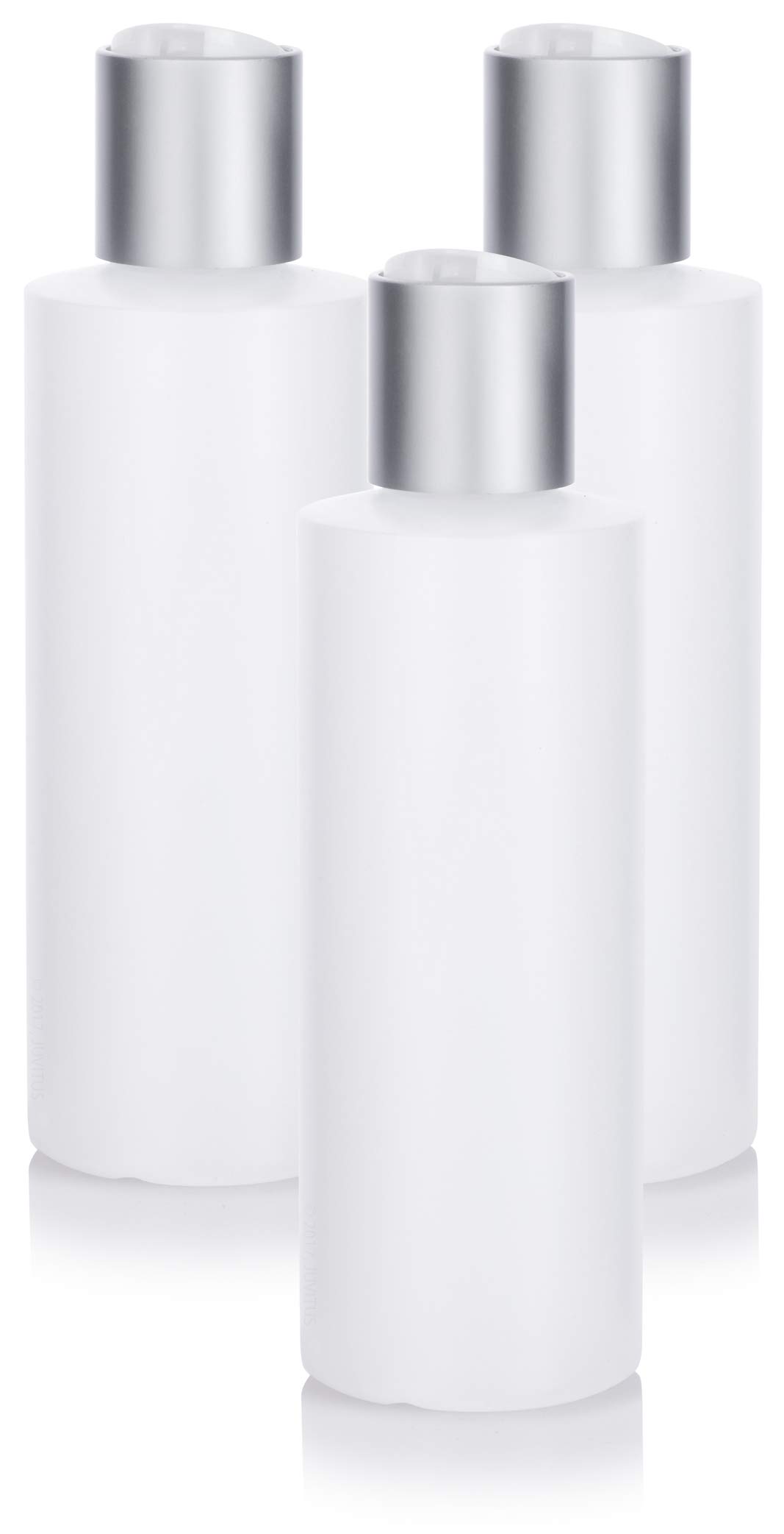 JUVITUS 6 oz Clear Natural Refillable Plastic Squeeze Bottle with Silver Disc Cap (3 Pack)