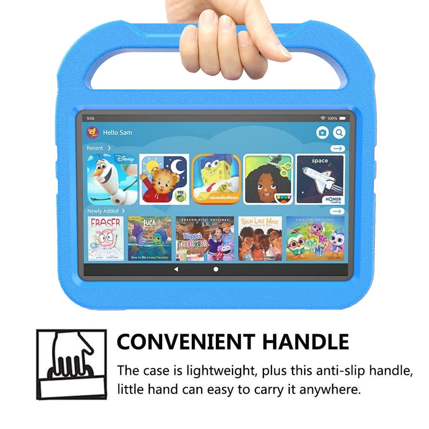 Fire HD 8 & HD 8 Plus Tablet Case for Kids (Only 12th Gen, 2022 Release) - DJ&RPPQ Lightweight Shockproof Cover with Handle Stand for Kindle Fire HD 8 Kids Tablet & Kids Pro Tablet - Blue