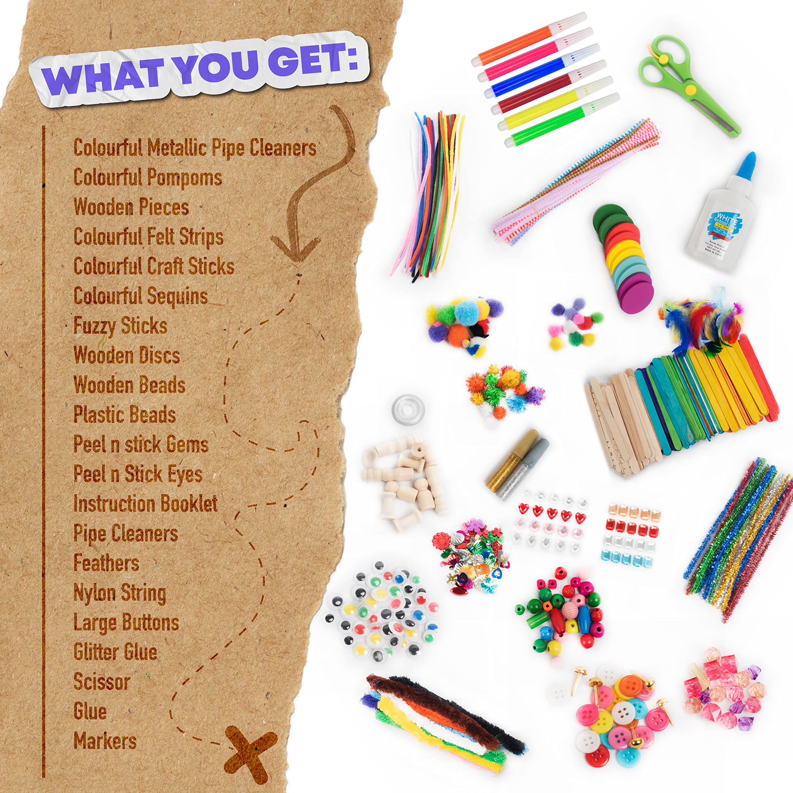 Dylan & Rylie Kids Arts & Crafts Kit - 1000+ Piece Creative Supplies Set for Ages 4-12, Ideal for Fun & Learning