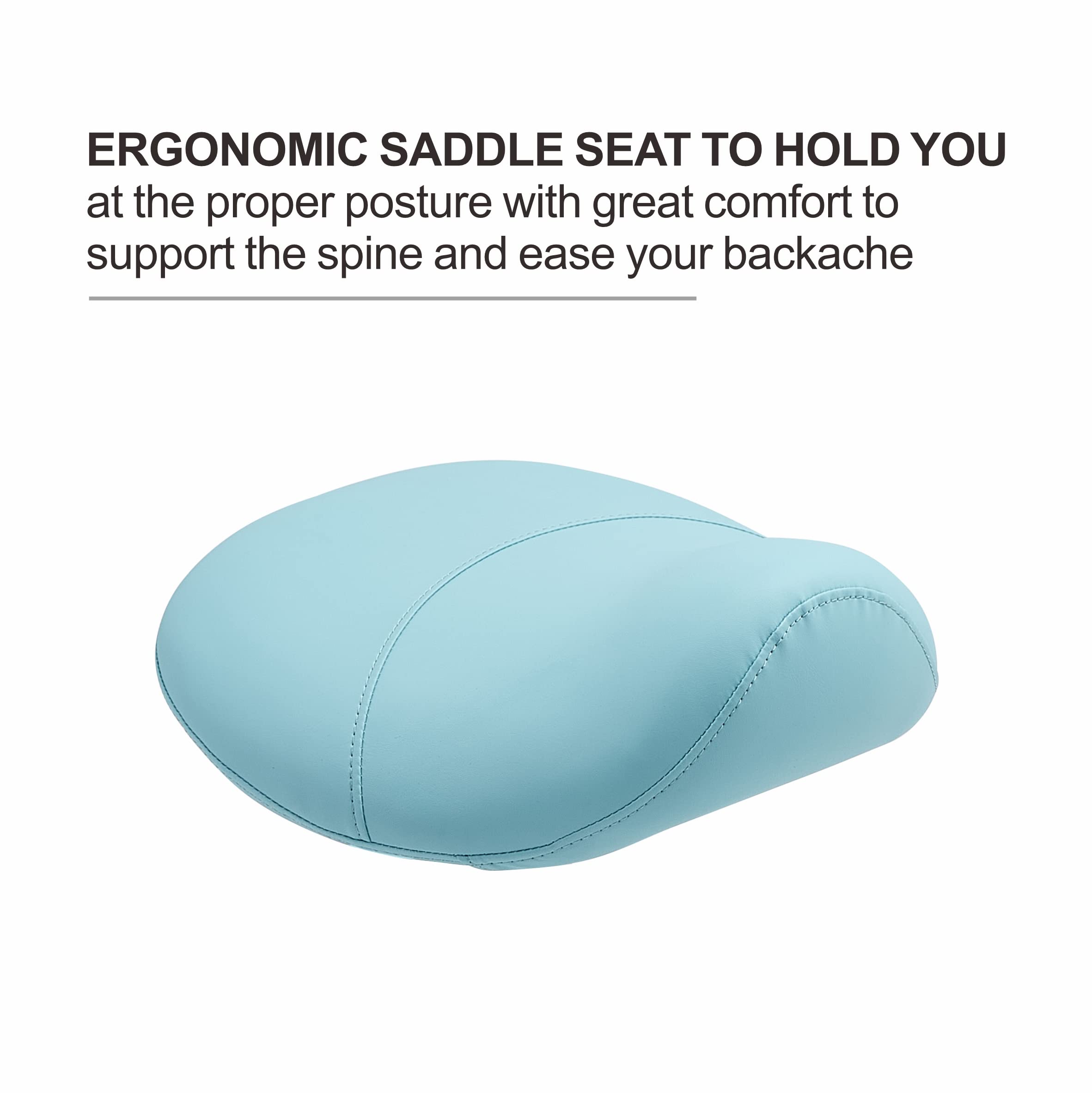 Grace&Grace Professional Saddle Stool Series Hydraulic Swivel Comfortable Ergonomic with Heavy Duty Metal Base for Clinic Dentist Spa Massage Salons Studio (Green)