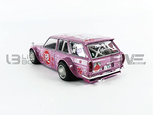 Truescale Miniatures 1971 Datsun 510 Wagon Hanami V1 Pink (Designed by Jun Imai) Kaido House Special 1/64 Diecast Model Car by True Scale Miniatures KHMG012