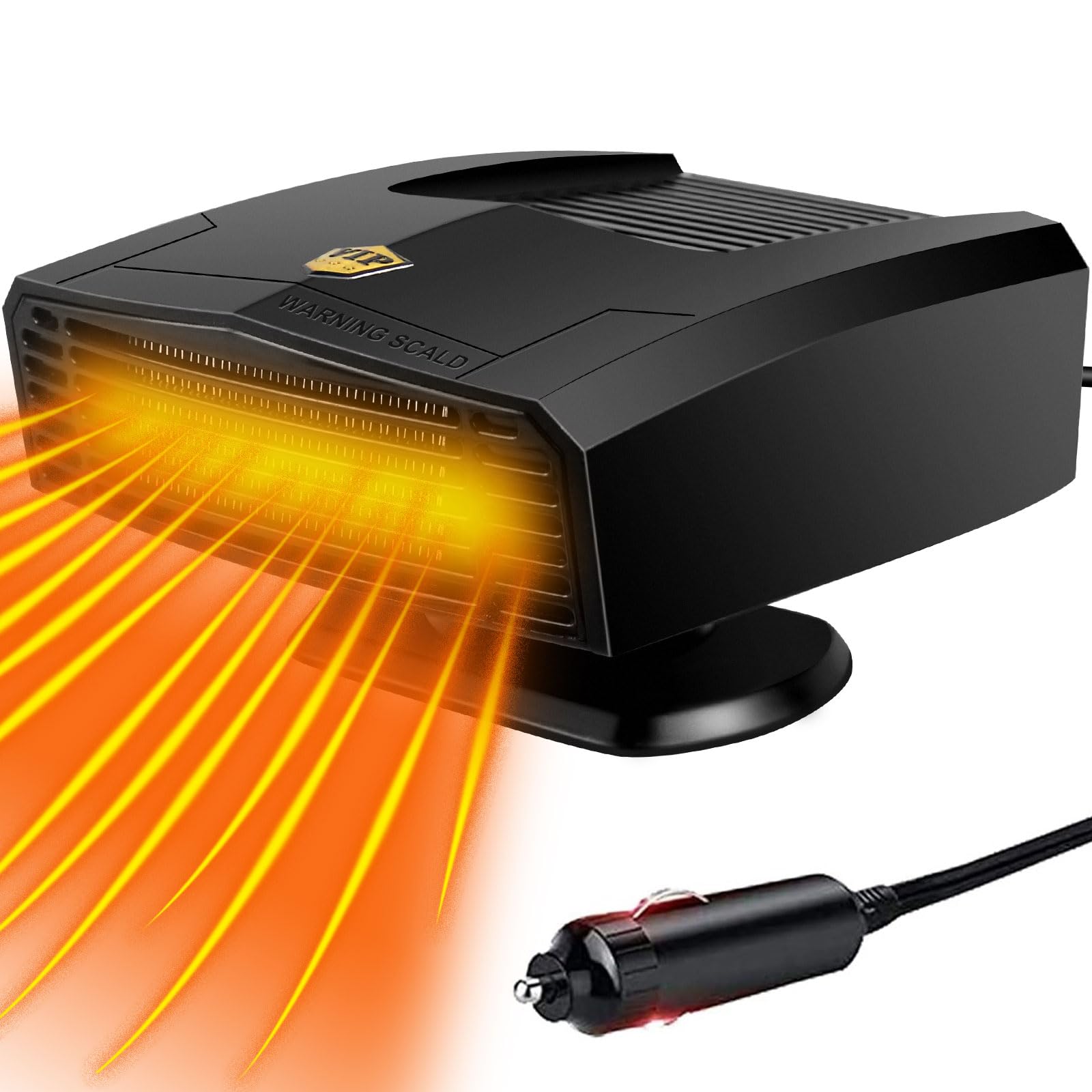 Car Heater, 12V 120W Portable Car Heater Windshield Fast Heating Defrost Defogge 2 in 1 Heating Fan/Cooling Fan Adjustable Thermostat in Cigarette Lighter, Black