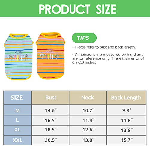 Phiyolin 2-Pack Dog Shirts Striped Stretch Dog T-Shirts for Small and Medium Dogs,Quick Dry Breathable Pet Clothes(M,Blue)