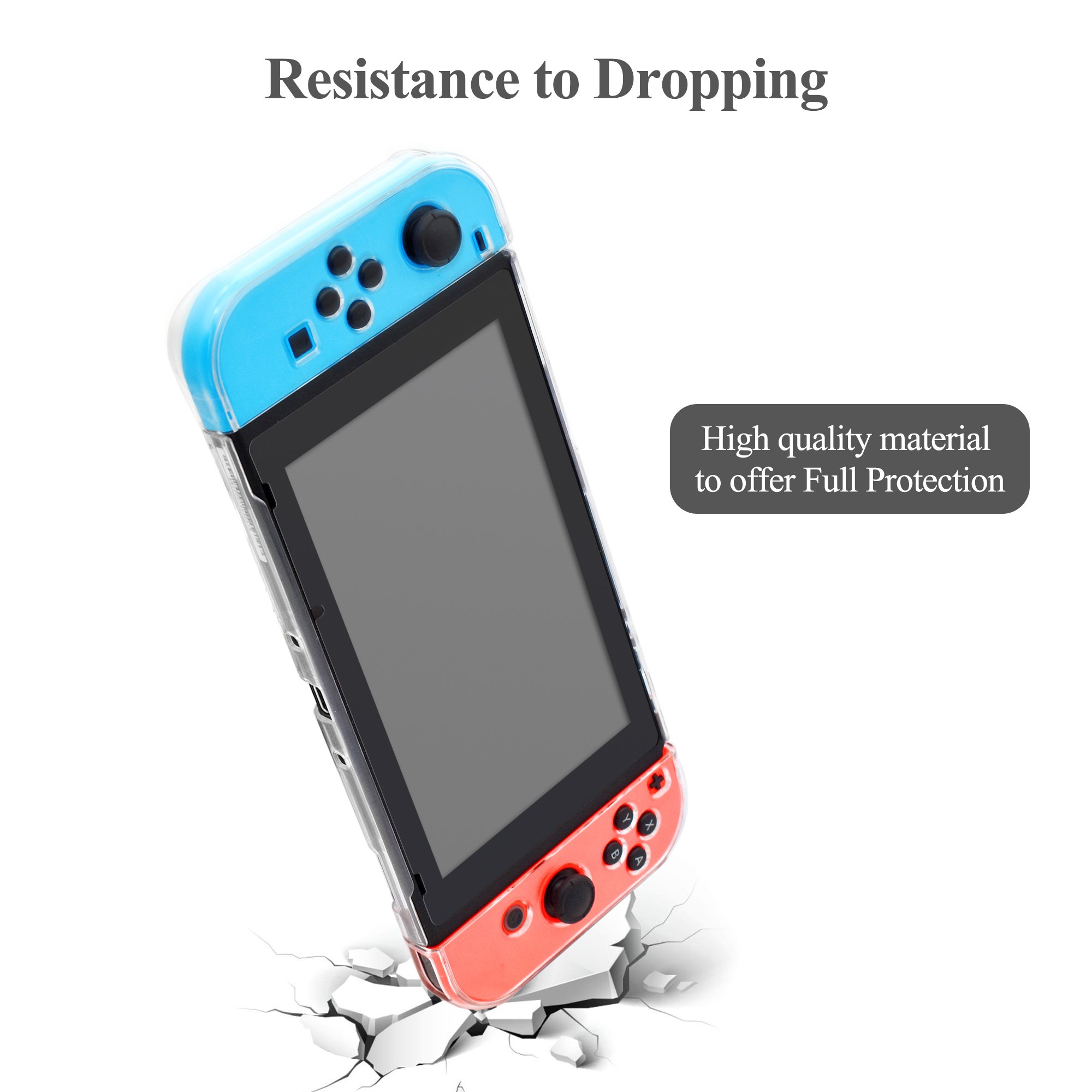 Case for Nintendo Switch,Fit The Dock Station, Protective Accessories Cover Case for Nintendo Switch and Joy-Con Controller - Dockable with a Tempered Glass Screen Protector,Crystal Clear