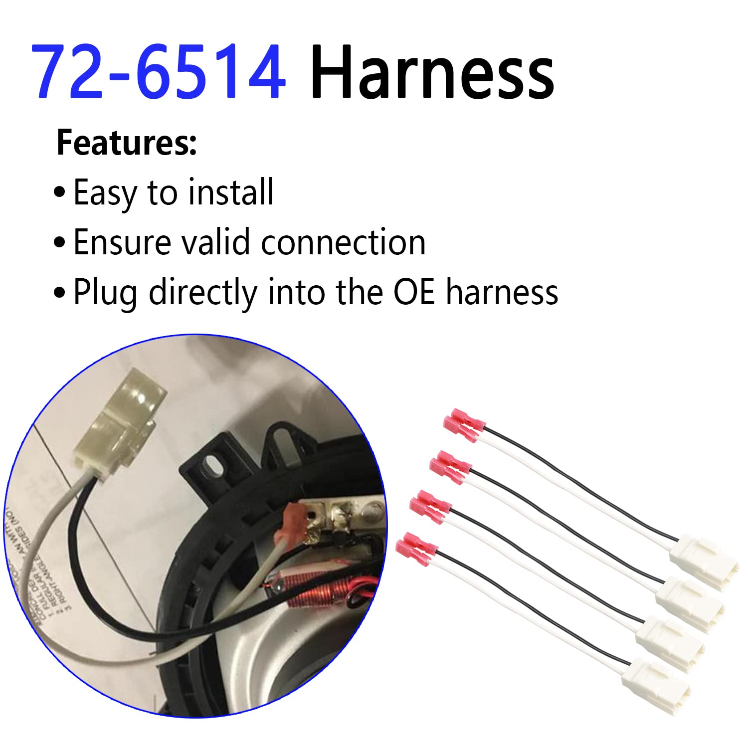 Car Speaker Adapter Wire Harness Front Rear Door 72-6514 Compatible for Jeep Dodge Chrysler Town & Country Dakota Ram Wrangler Speaker Wiring Harness Speaker Connector 4 Pack