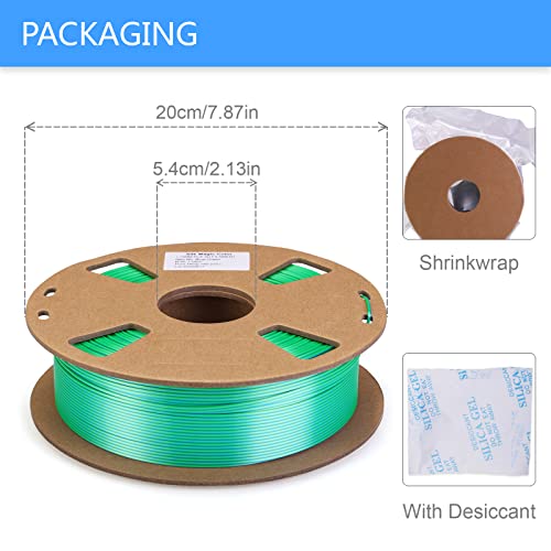 Tumbler PLA 3D Printer Filament, 1.75mm Dimensional Accuracy +/- 0.03mm 2.2lbs, Silk Magic Color Blue Green