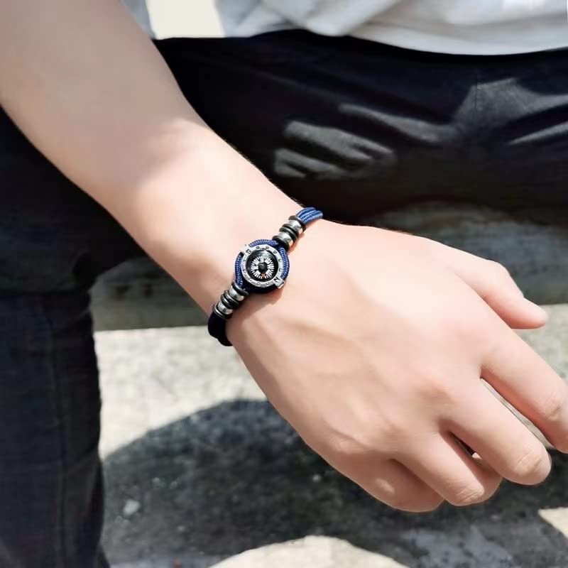 Compass Couple Bracelet-black & blue a pair
